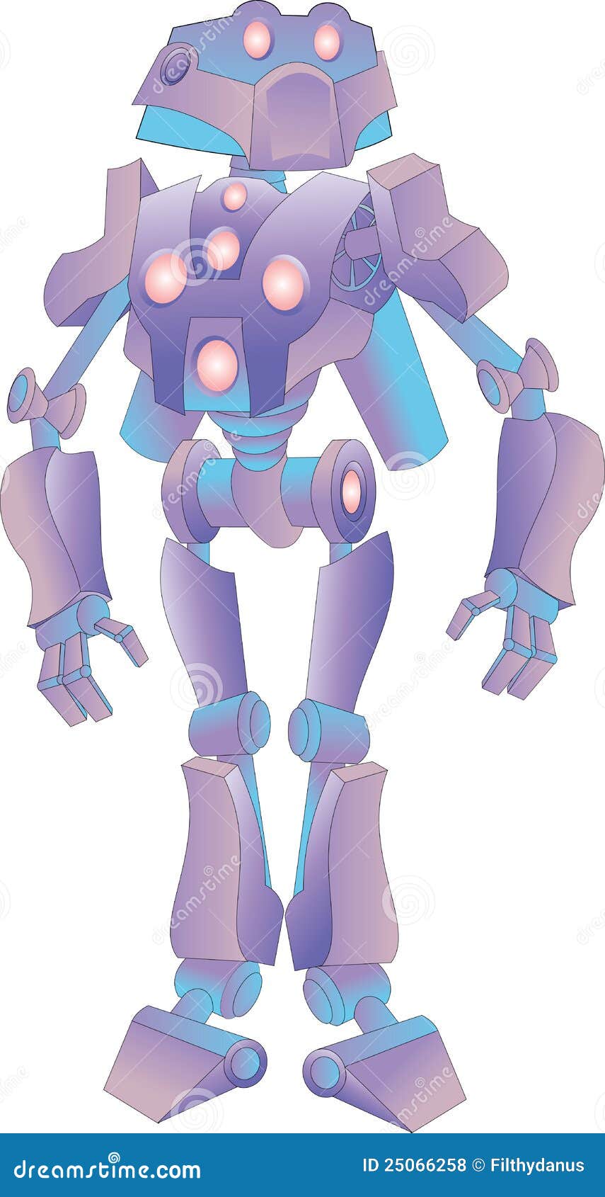 Purple Robot With Rounded Head And Speakers Mouth And Two Eyes And Pipe ...