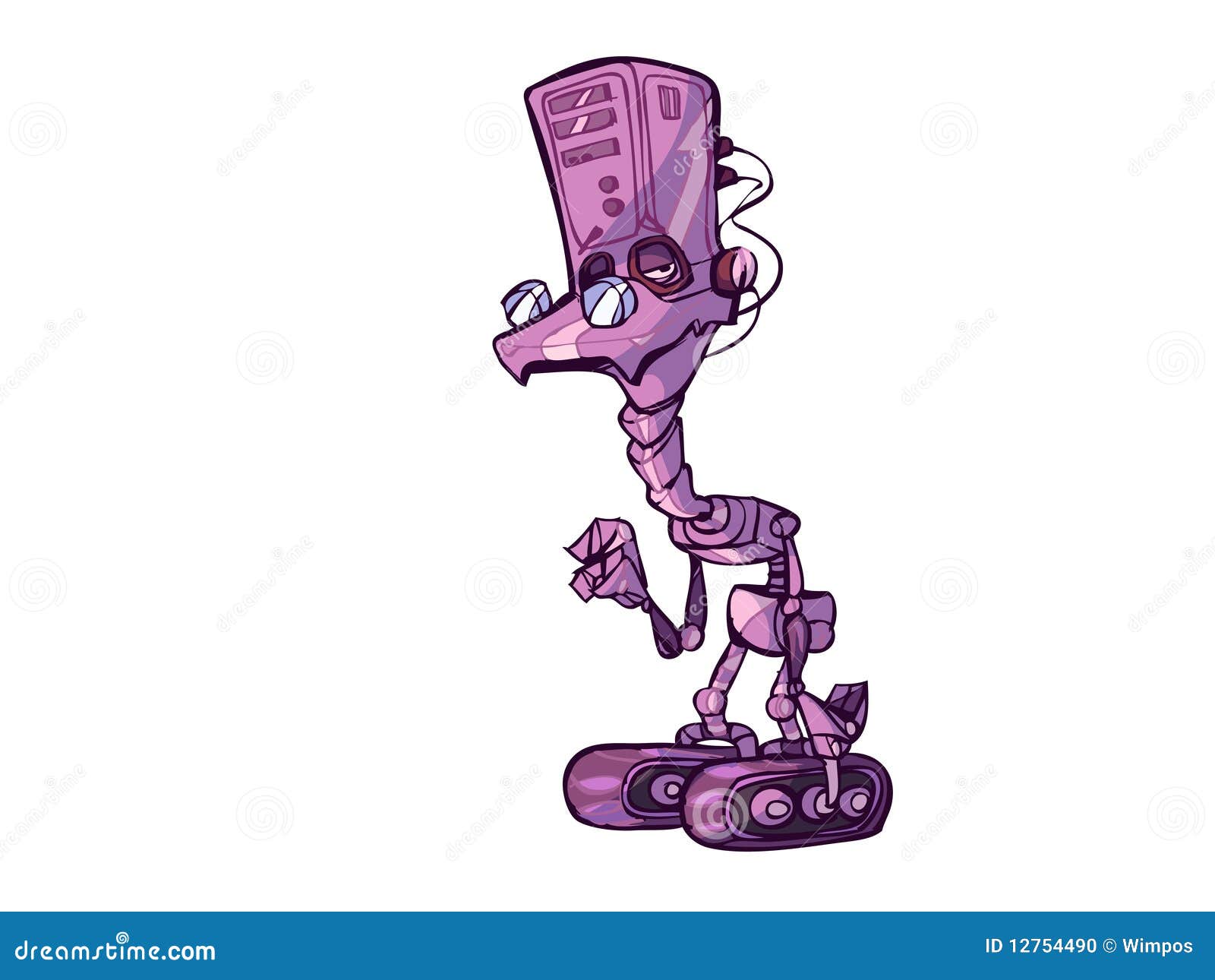 Purple robot cartoon stock illustration. Illustration of wheeled - 12754490