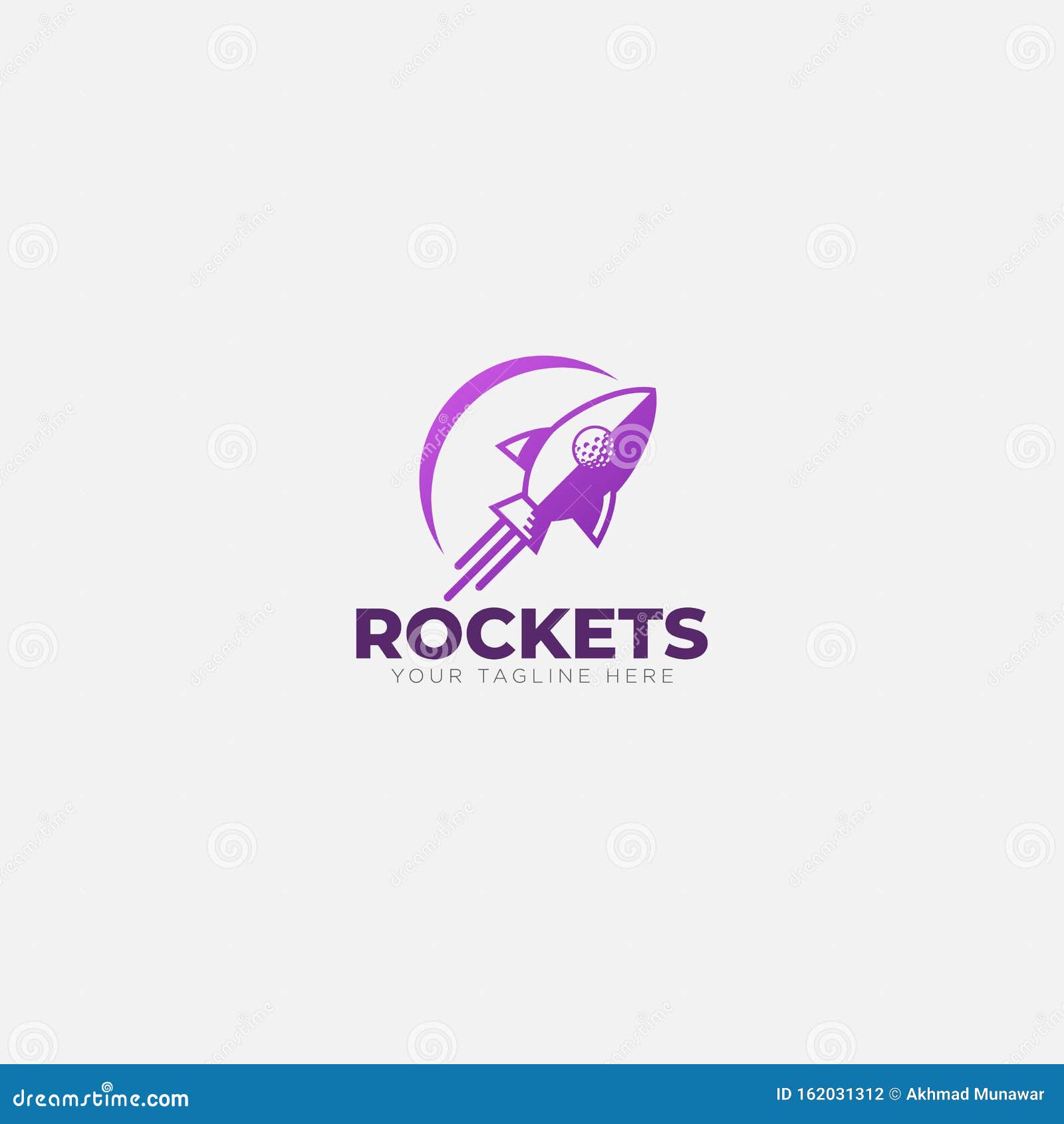 Purple Rocket and Abstract Golf Ball Logo Modern Stock Vector ...
