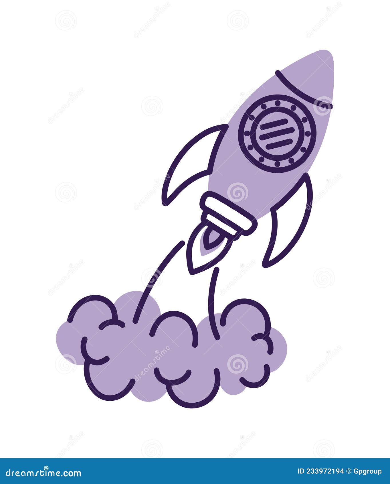 Purple rocket illustration stock vector. Illustration of future - 233972194