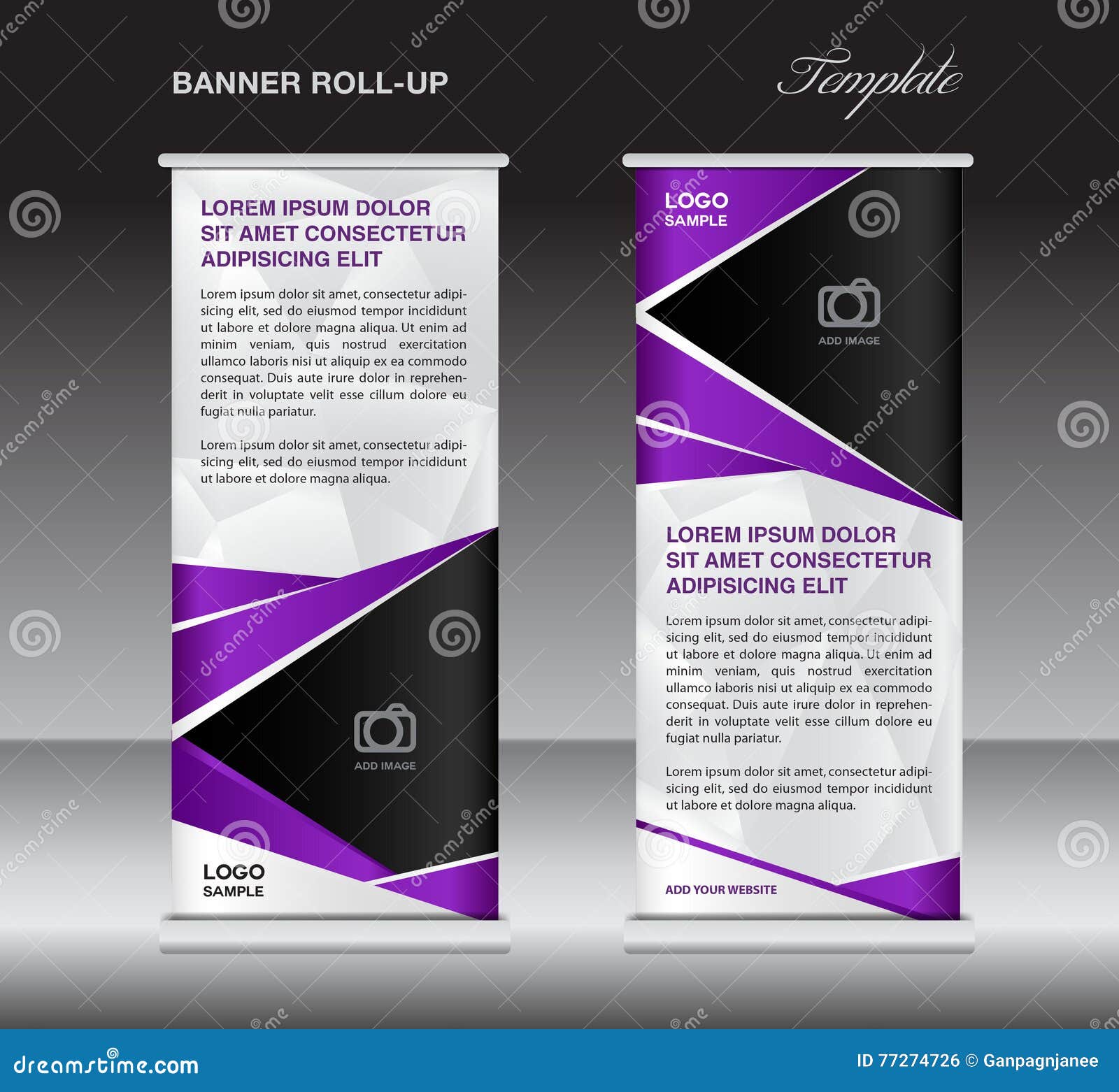 Purple Roll Up Banner Stand Template, Stand Design,banner Design Stock ...
