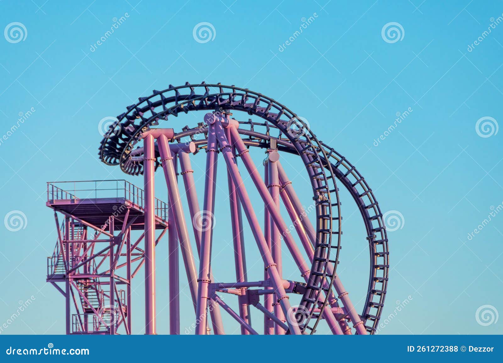 Purple Roller Coaster with Loop Frame Design Stock Photo - Image of ...
