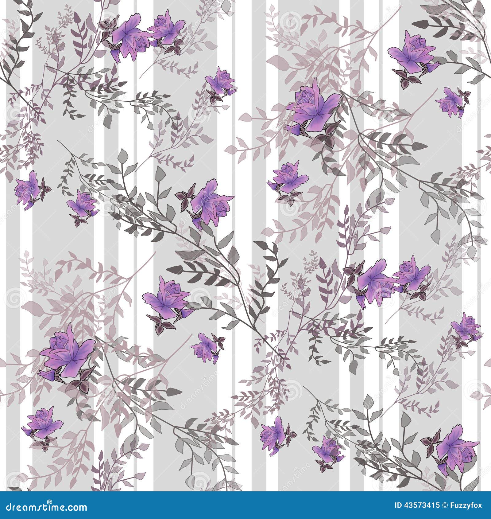 Purple Roses Flowers Retro Seamless Pattern on Striped Stock ...