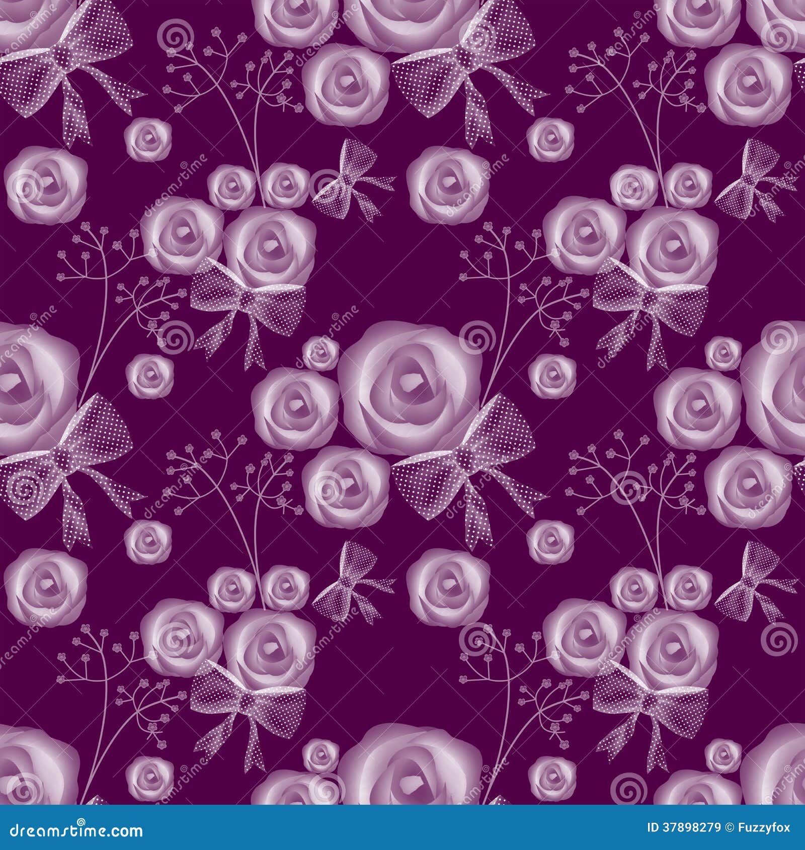 Purple Roses Seamless Pattern on Purple Stock Illustration ...