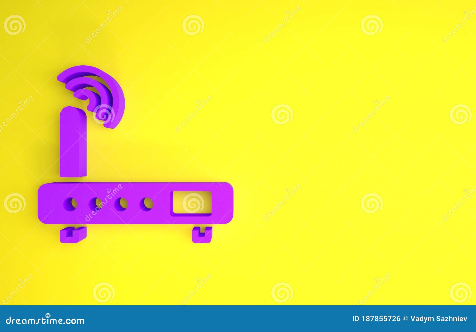 Purple Router and Wi-fi Signal Icon Isolated on Yellow Background ... Purple Router and Wi-fi Signal Icon Isolated on Yellow Background ...
