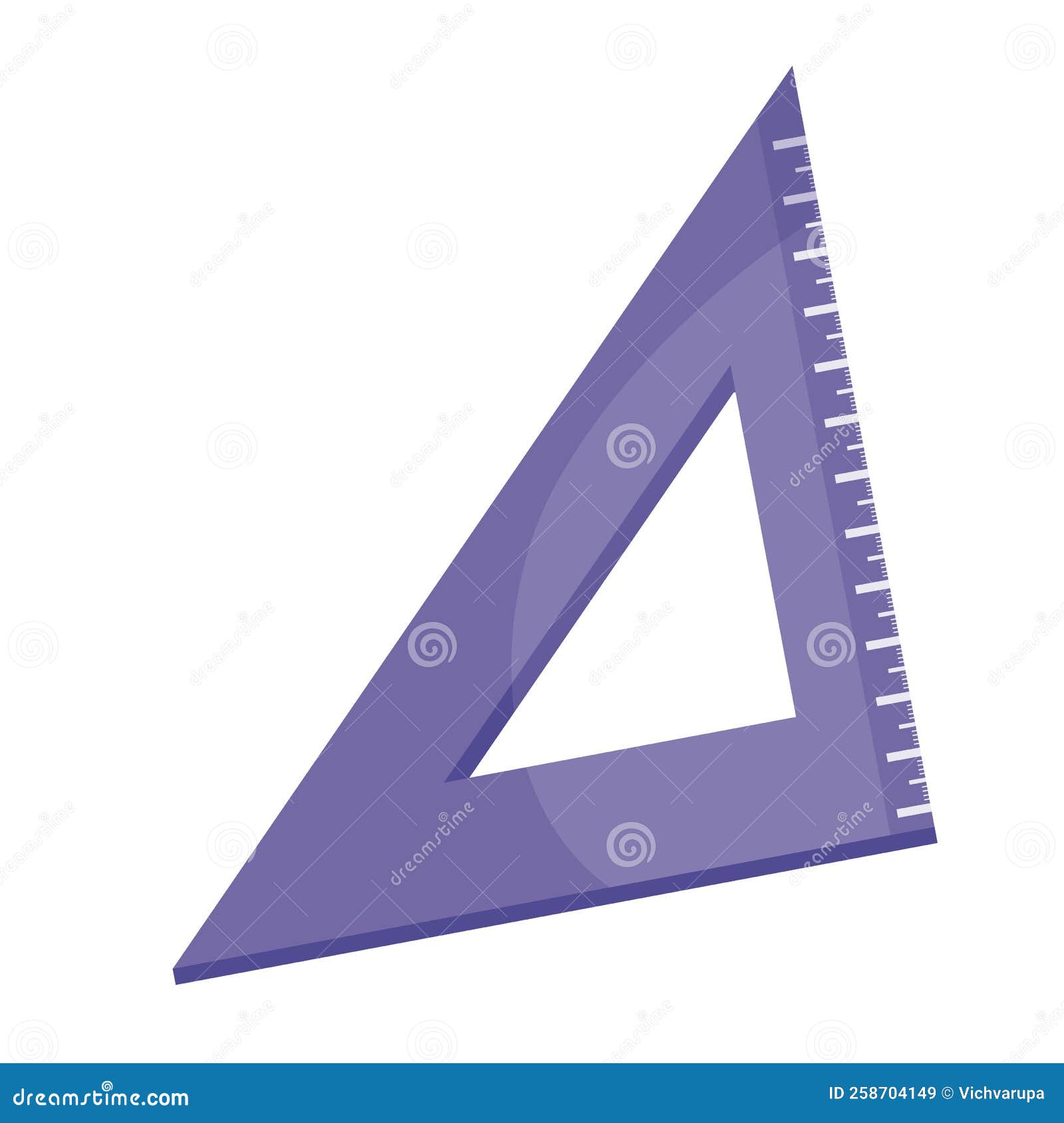 Purple Ruler in the Form of a Triangle, Top View, Isolated Object on a ...