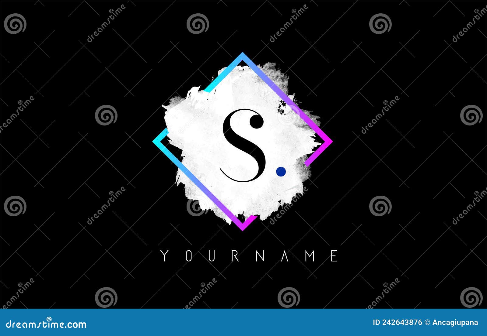 Purple S Letter Logo Design with White Stroke and Gradient Frame Stock ...