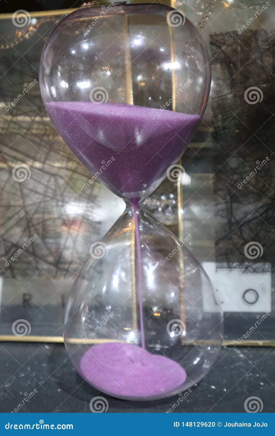 Purple sand timer stock photo. Image of timer, transparent - 148129620