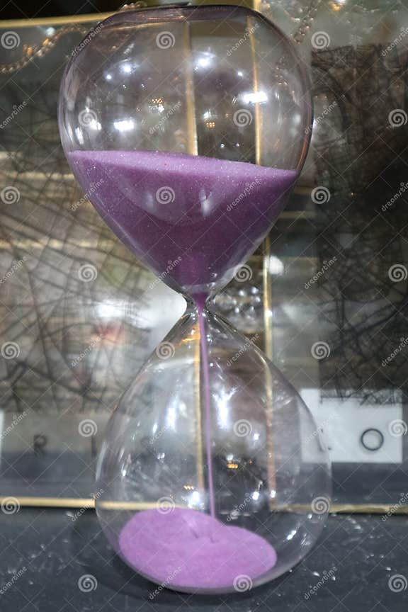 Purple sand timer stock photo. Image of timer, transparent - 148129620