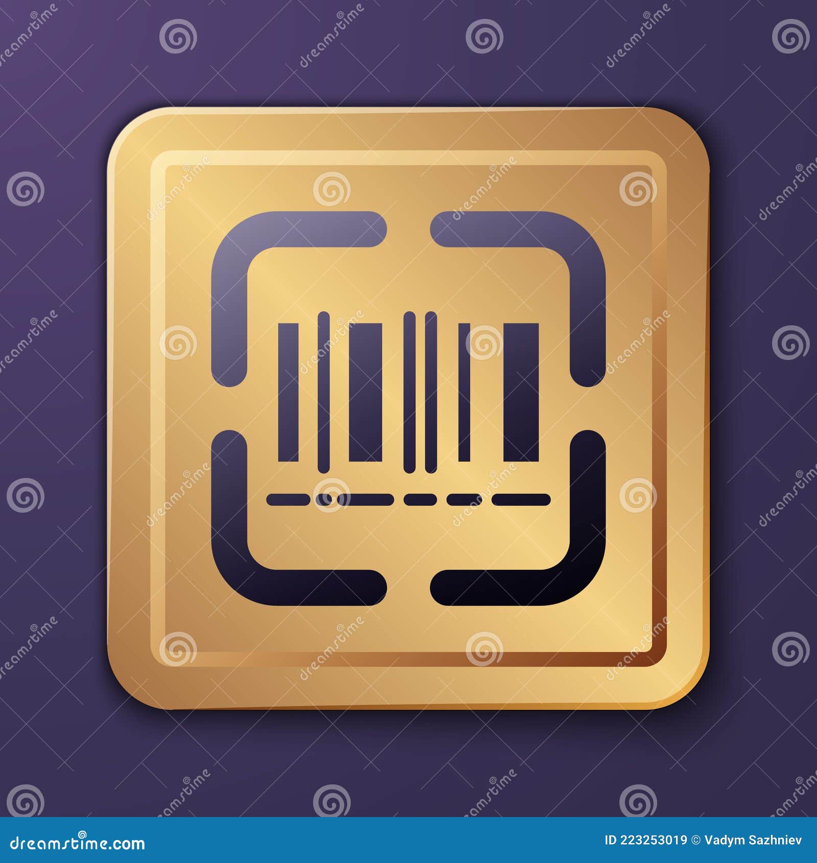Purple Scanner Scanning Bar Code Icon Isolated on Purple Background ...