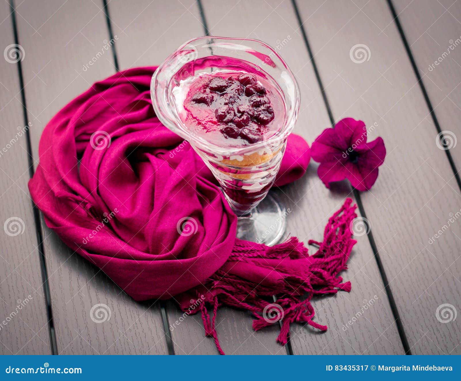 Purple Scarf and Dessert on a Table Stock Image - Image of black ...