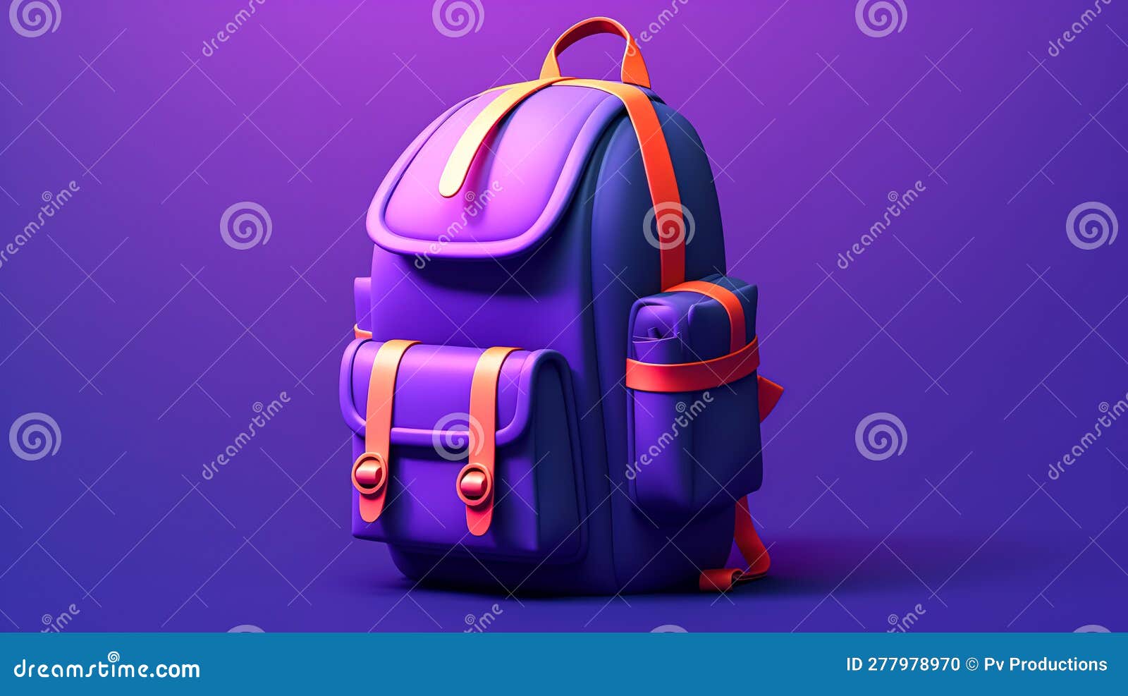 Purple School Backpack on a Purple Background, Generative AI. Stock ...