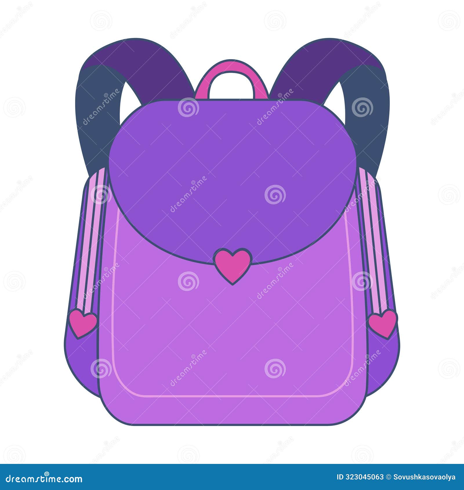 Purple School Backpack Illustration Isolated on Transparent Background ...