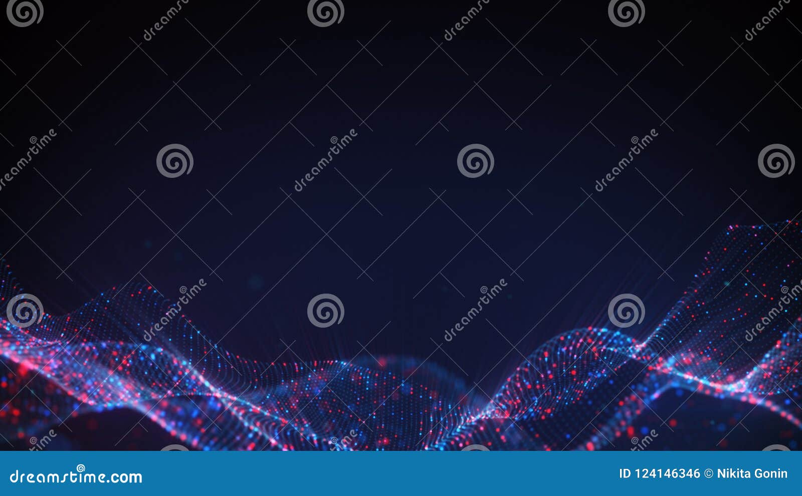 Purple Sci-fi Surface of Glowing Particles Abstract 3D Rendering Stock ...