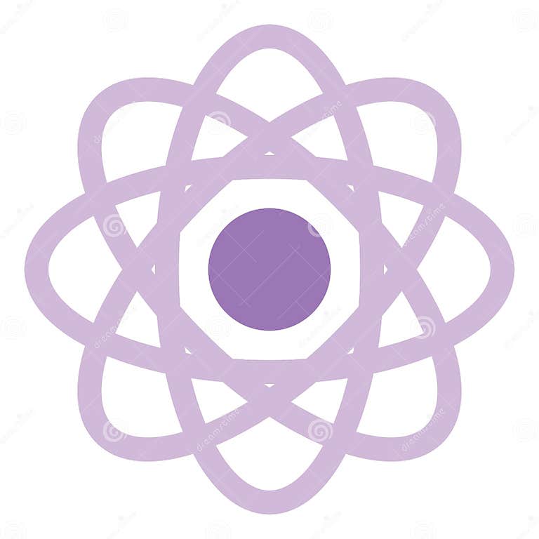 Purple science atom, icon stock vector. Illustration of isolated ...