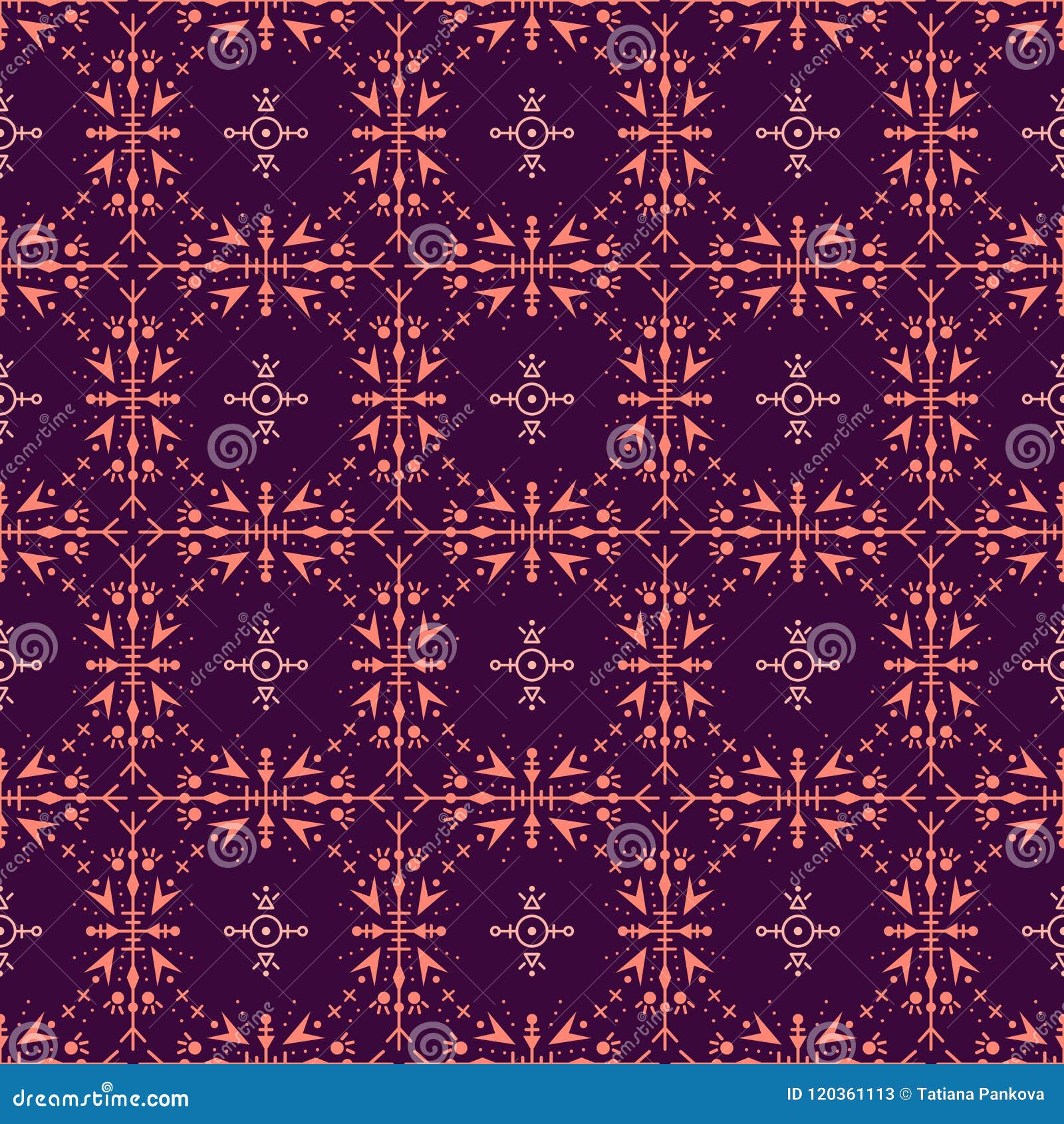 Purple Seamless Pattern with Ethic Tribal Elements Stock Vector ...