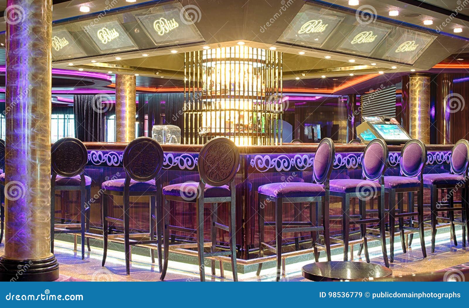 Purple Seats In Night Club Picture. Image: 98536779