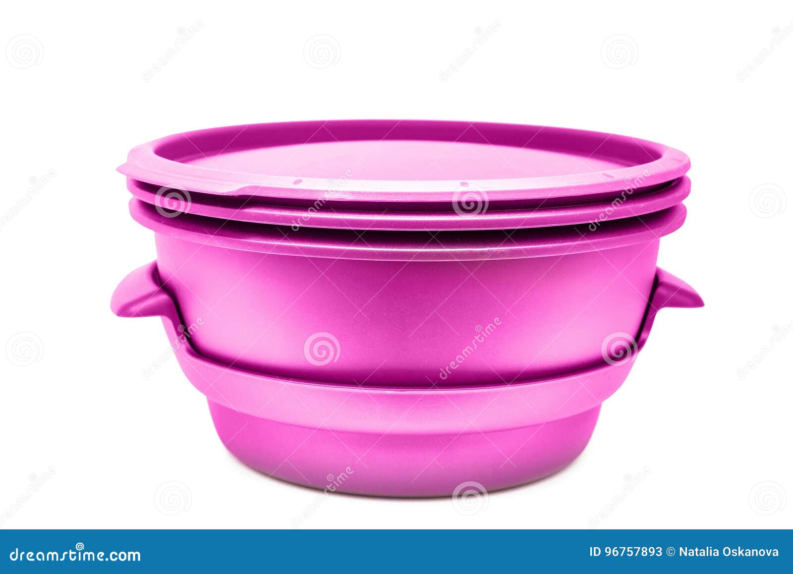 Purple Set of Plastic Cooking Containers Isolated Stock Image - Image ...