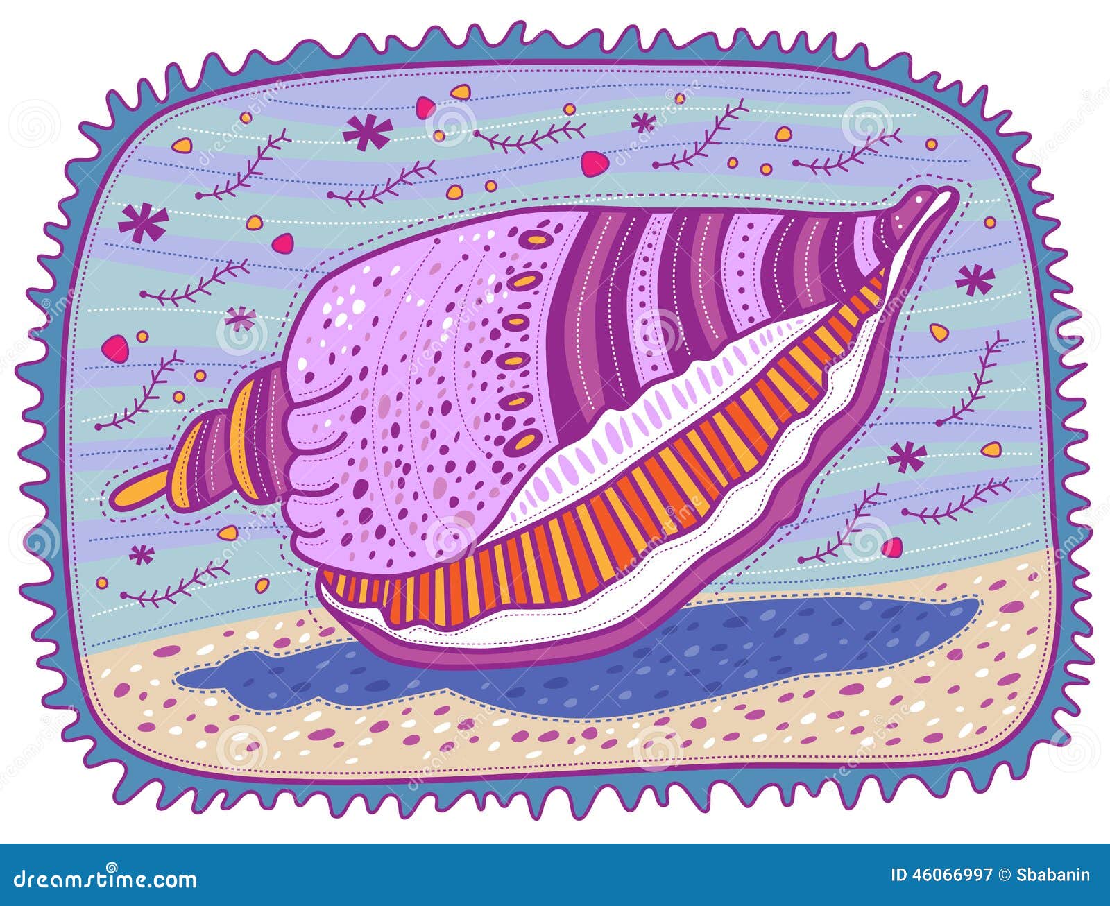 Purple shell stock vector. Illustration of single, purple - 46066997