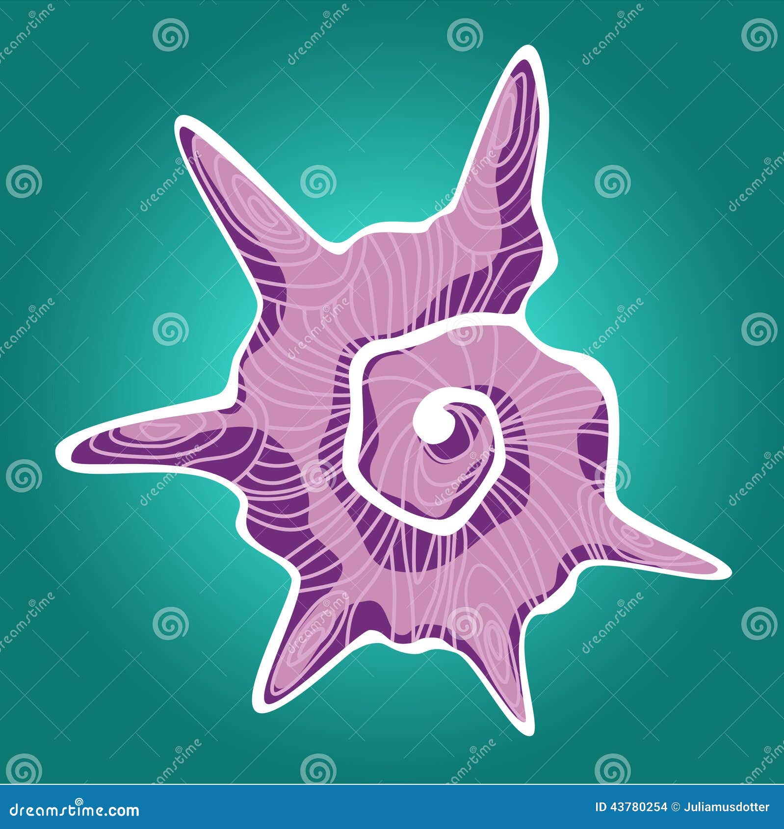 Purple shell stock vector. Illustration of aquarium, hand - 43780254