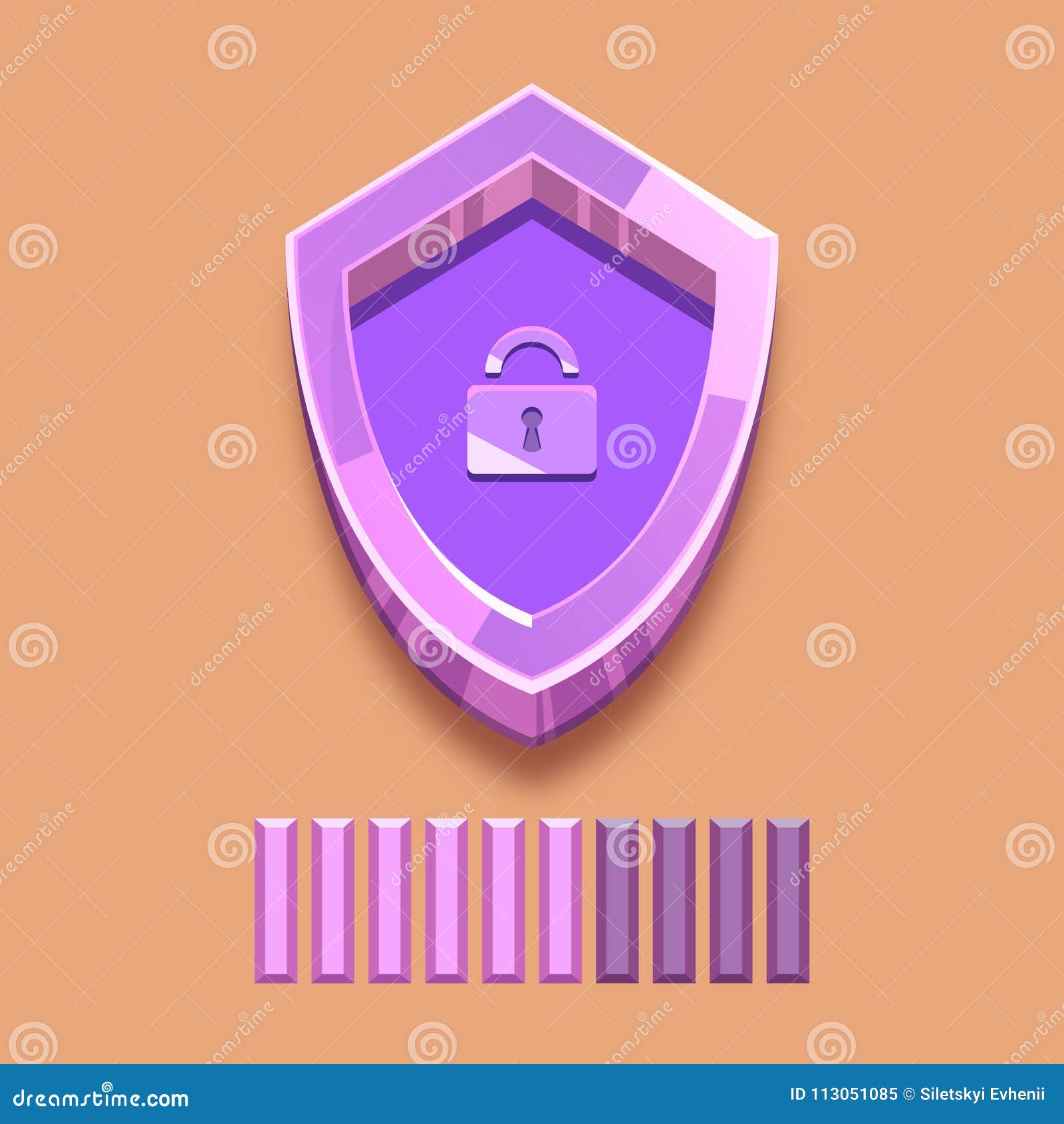 Purple Shield Voice Recognition Icon Isolated On Purple Background ...