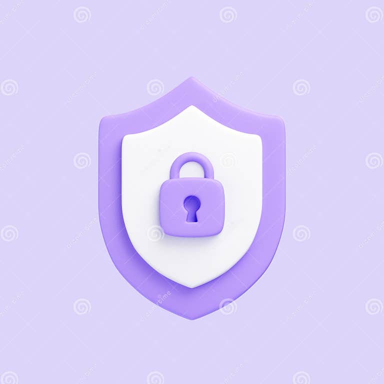 Purple Shield with Lock Symbol for Security Stock Illustration ...