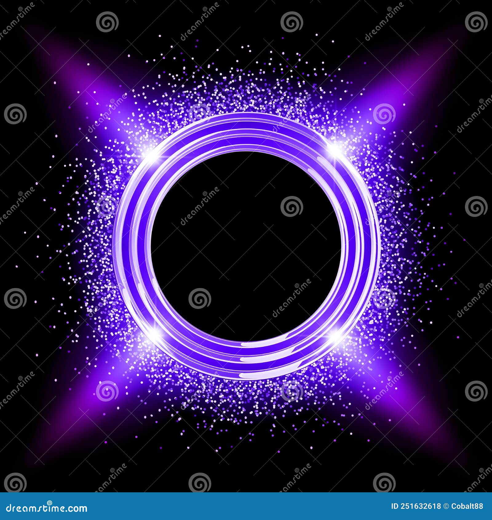 Purple Shiny Button with Glitter on Black Background Stock Vector ...