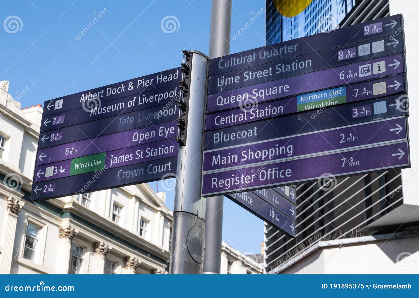 Purple Signs Indicating Points of Interest in Liverpool March 2020 ...