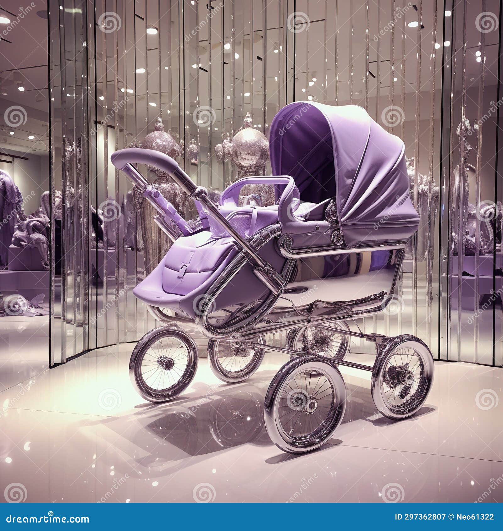 Purple Silver Whit Strollers Baby Designer Store Front Inside Lobby ...