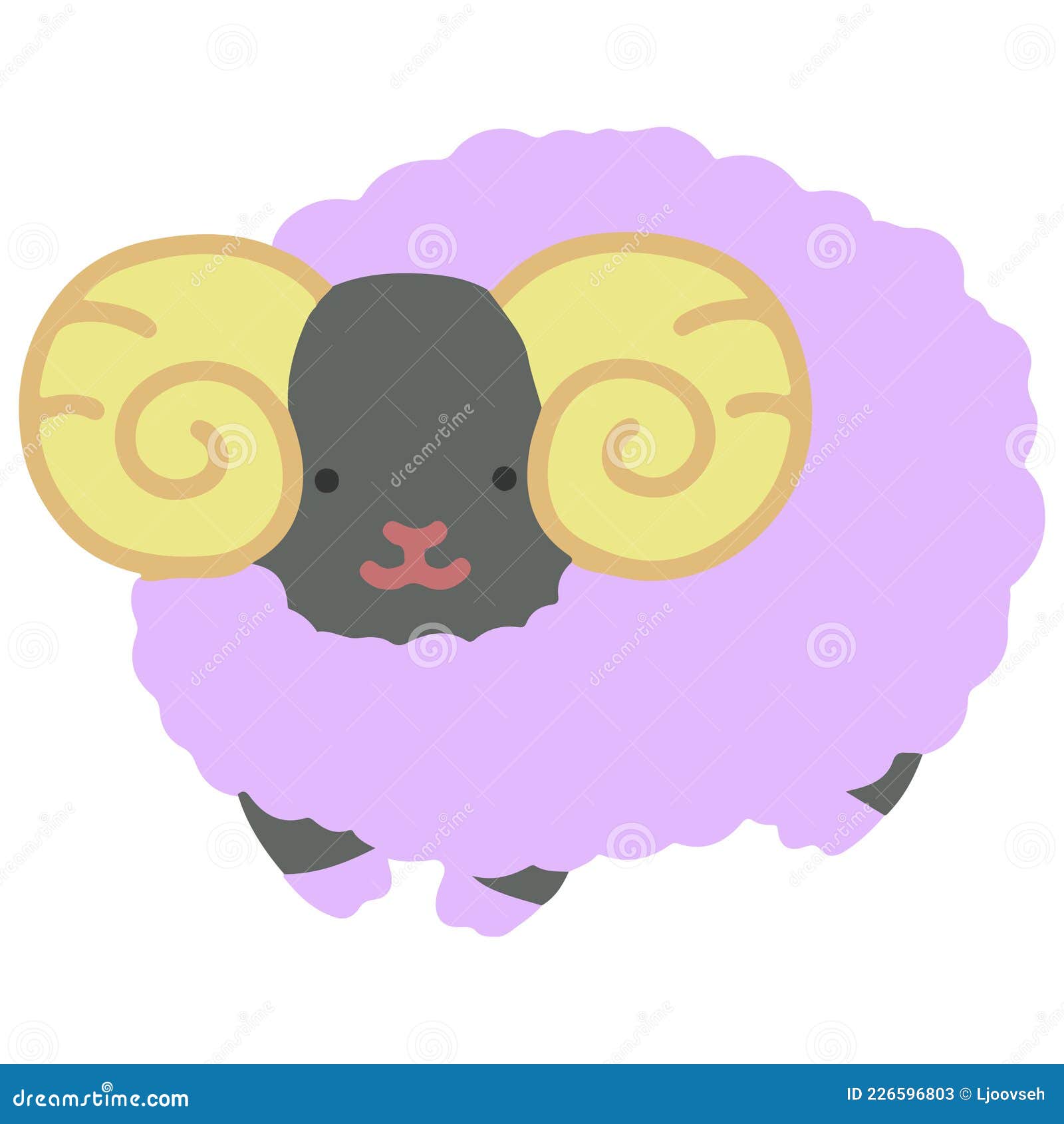 Purple and Simple Flat Colored Sheep Stock Vector - Illustration of ...