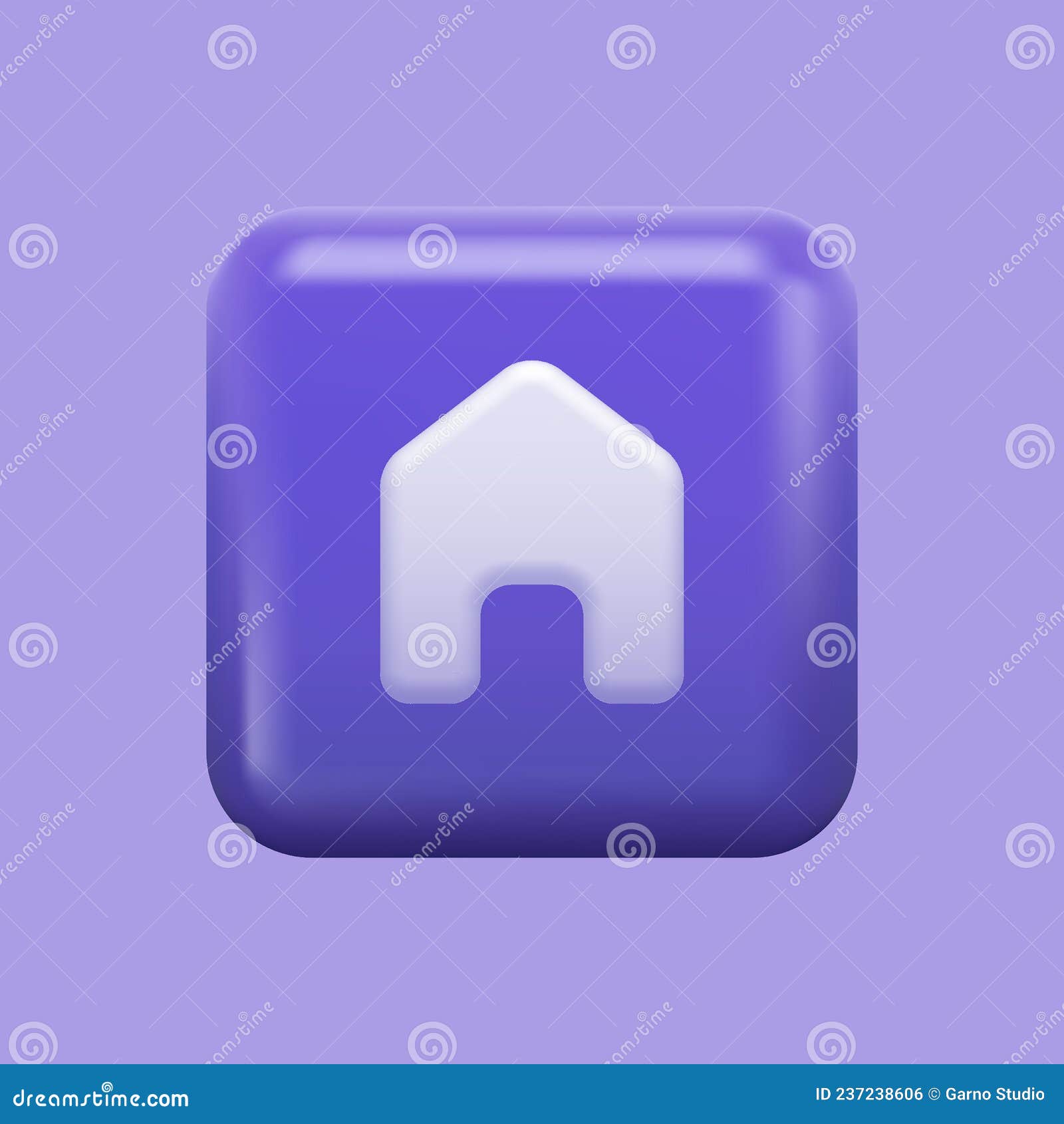 Purple Simple Home Icon. 3D Isolated Button Stock Vector - Illustration ...