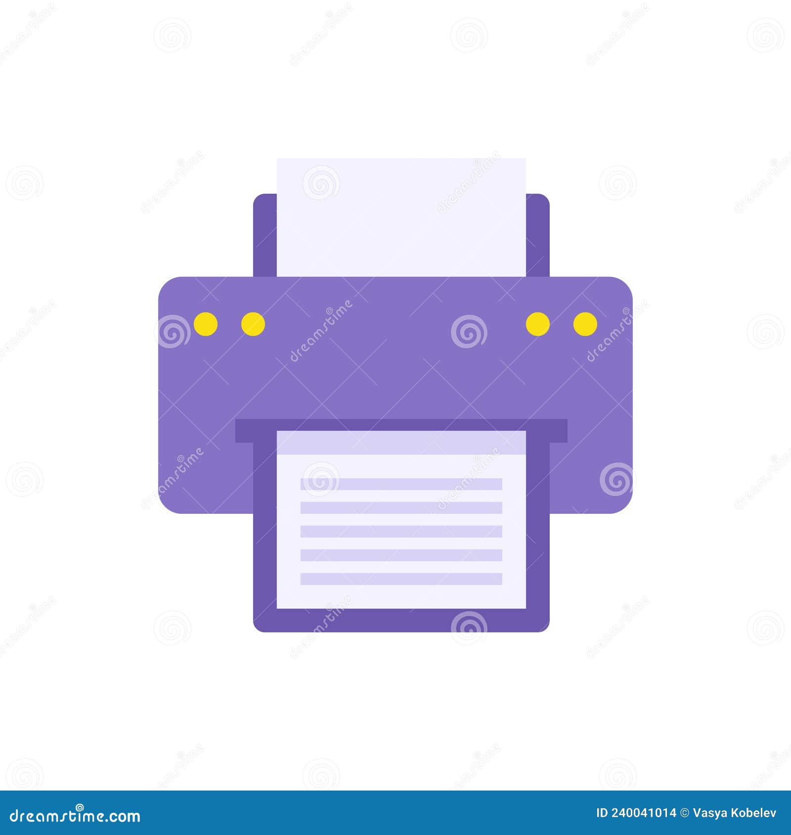 Purple Simple Printer with Paper Page for Typing Text Vector ...