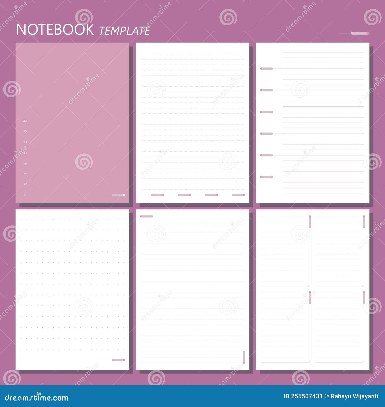 Purple Simple Stationery Planner Template Stock Vector - Illustration ...