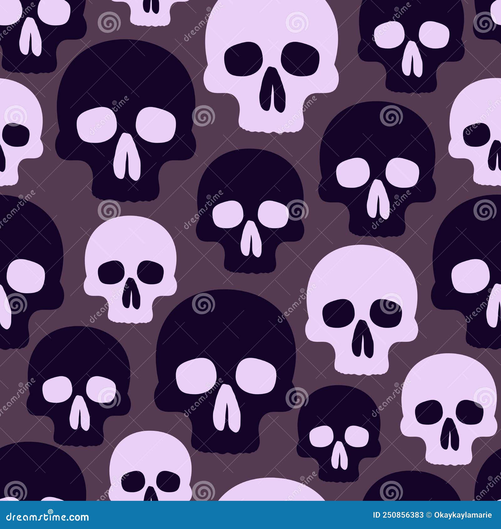 Dark and Light Purple Skull Heads Seamless Repeat Design Stock Vector ...