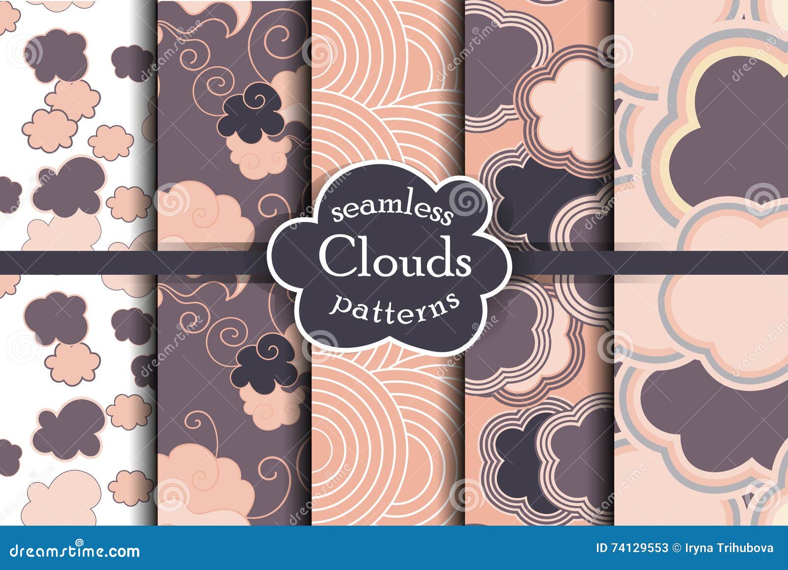 Purple Sky Seamless Pattern Set Stock Vector - Illustration of child ...