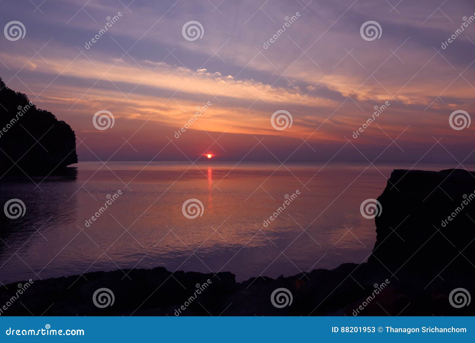 Purple Sky Sunset on the Beach. Stock Image - Image of island, vacation ...