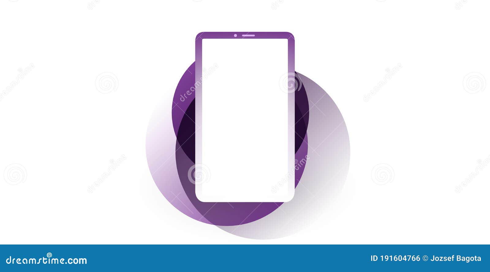 Purple Smart Phone Layout with Blank Screen, Technology Background ...