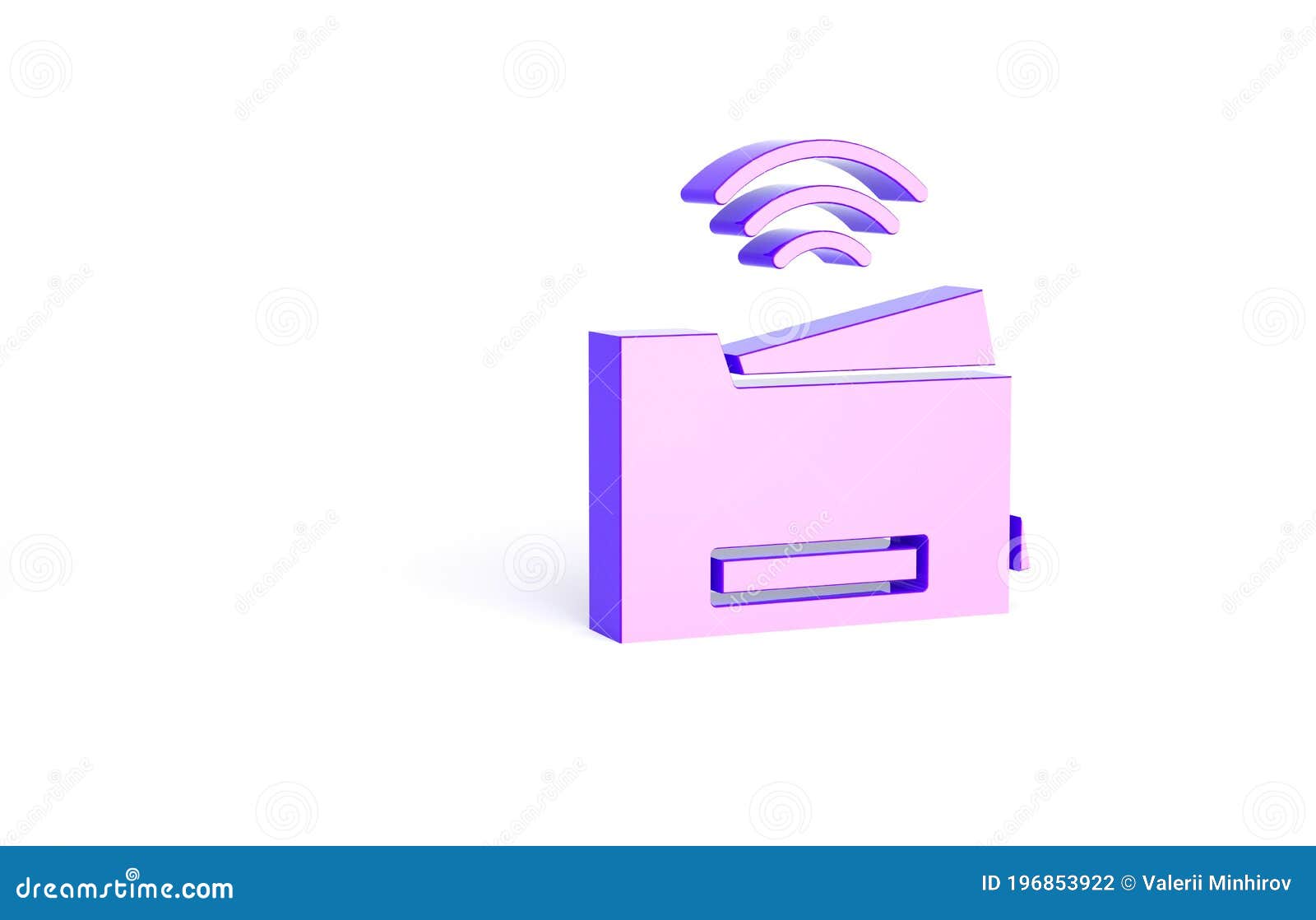 Purple Smart Printer System Icon Isolated on White Background. Internet ...