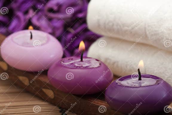 Purple spa relaxation (2) stock photo. Image of cosy - 14001106