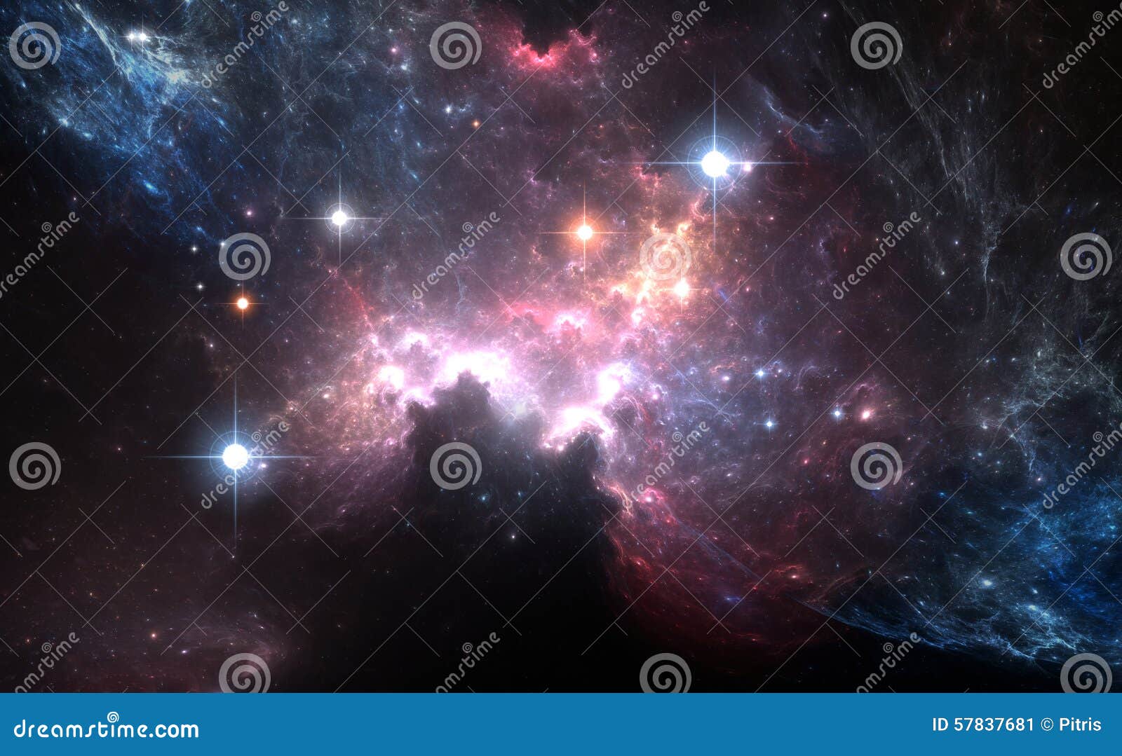 Light And Stars In Space From Cracks In Surface. Dark Broken Wall Glow ...