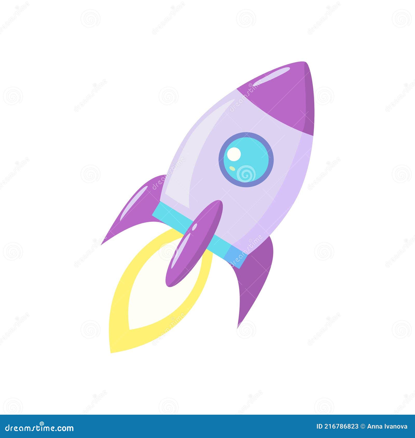 Purple Space Rocket Cartoon Isolated Illustration on White Background ...