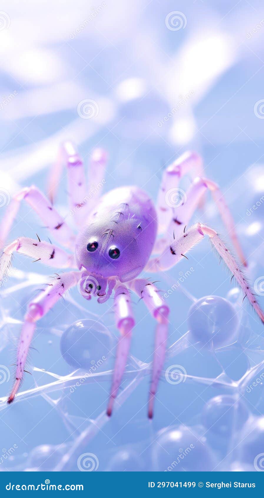 A Purple Spider Sitting on a Web of Bubbles, AI Stock Image - Image of ...