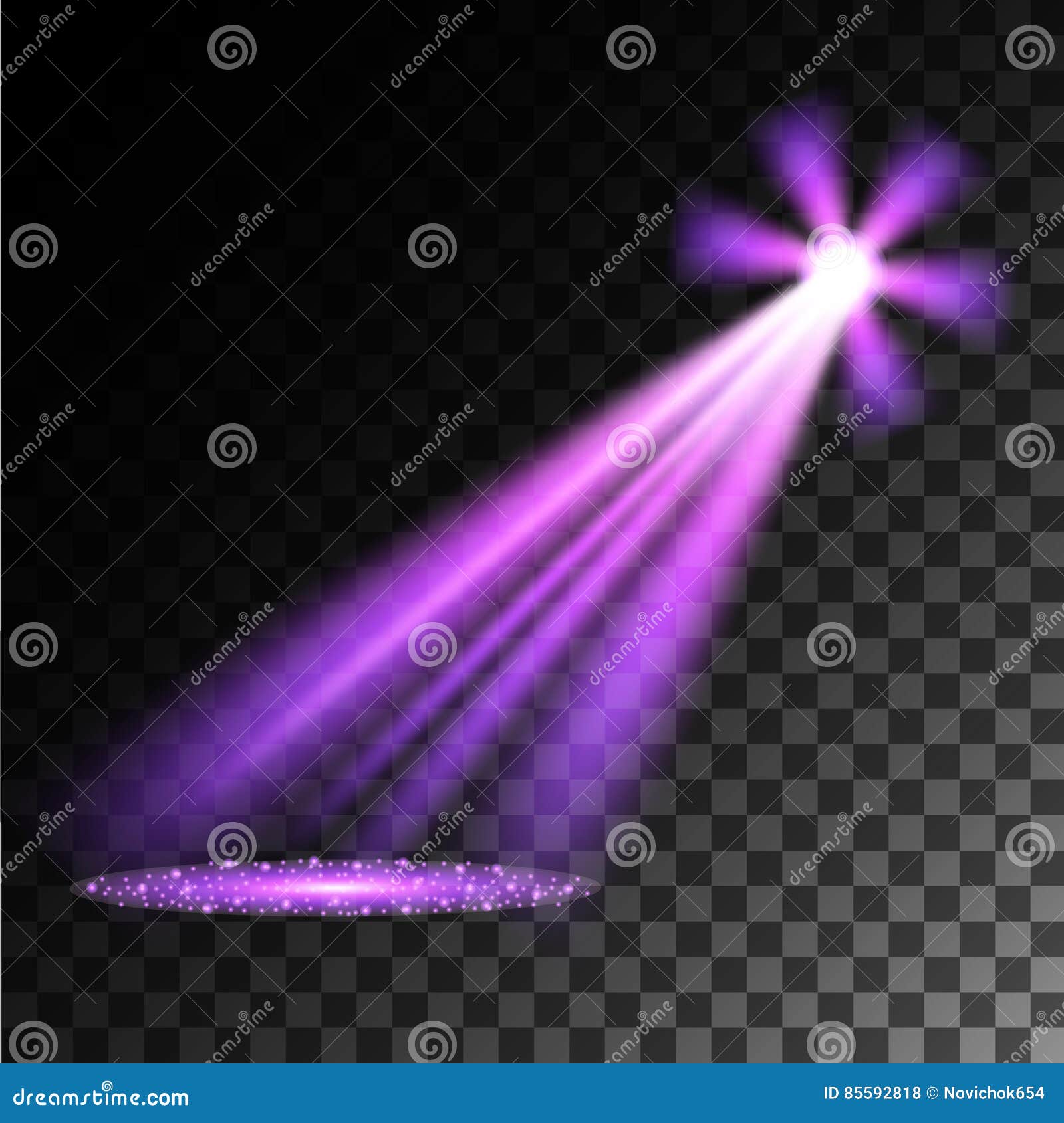 Two Spotlights On Purple Transparent Background. Spotlights Effect ...