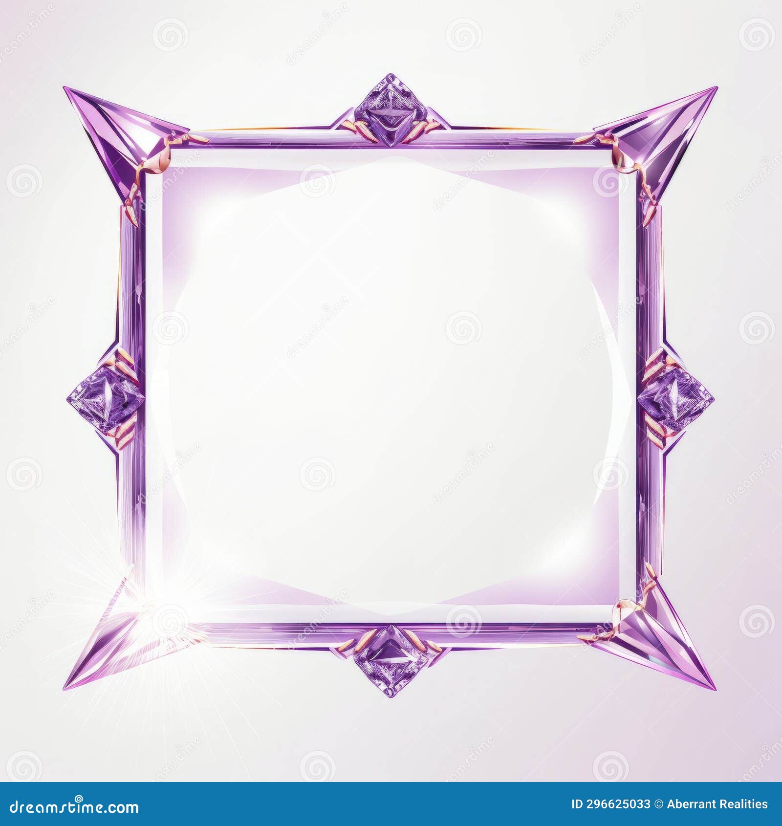 A Purple Square Frame with Diamonds on a White Background Stock ...