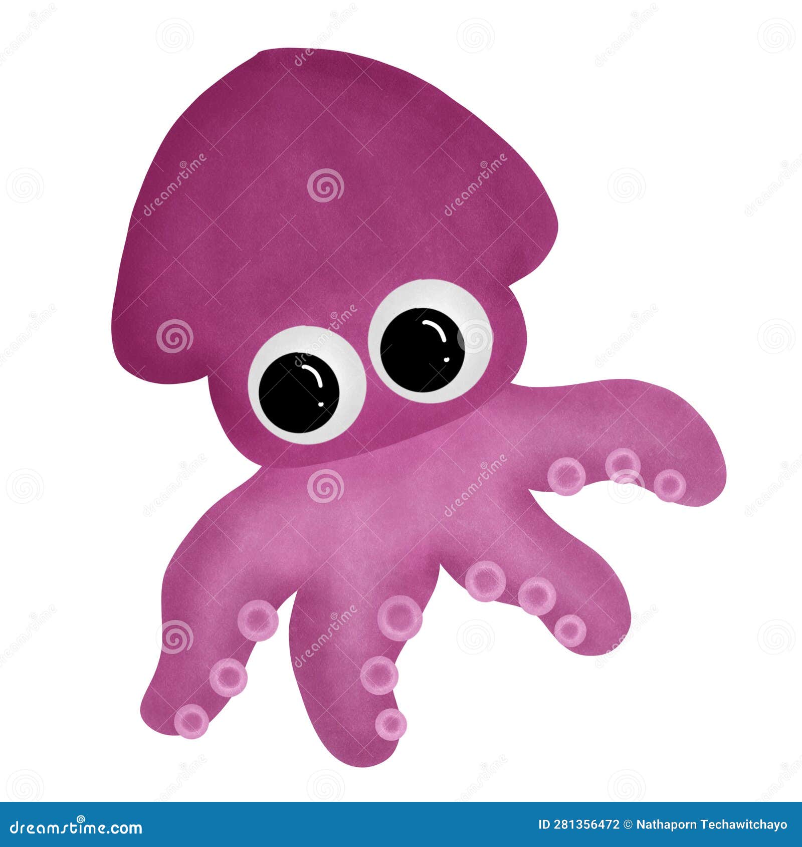 Purple Squid with Chubby Mustard Illustration Stock Illustration ...