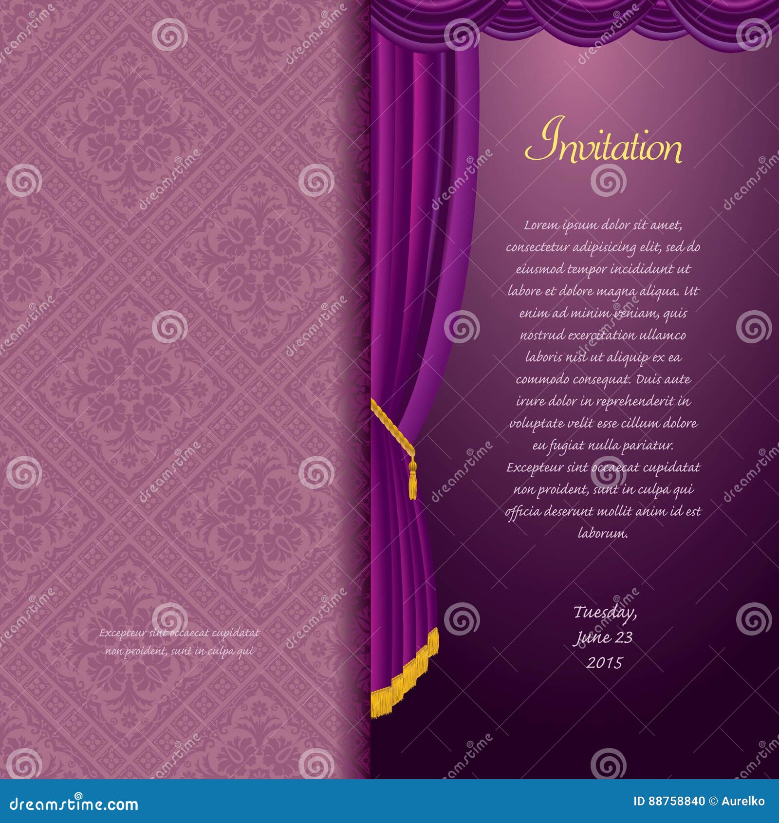 Purple stage invitation stock vector. Illustration of abstract - 88758840