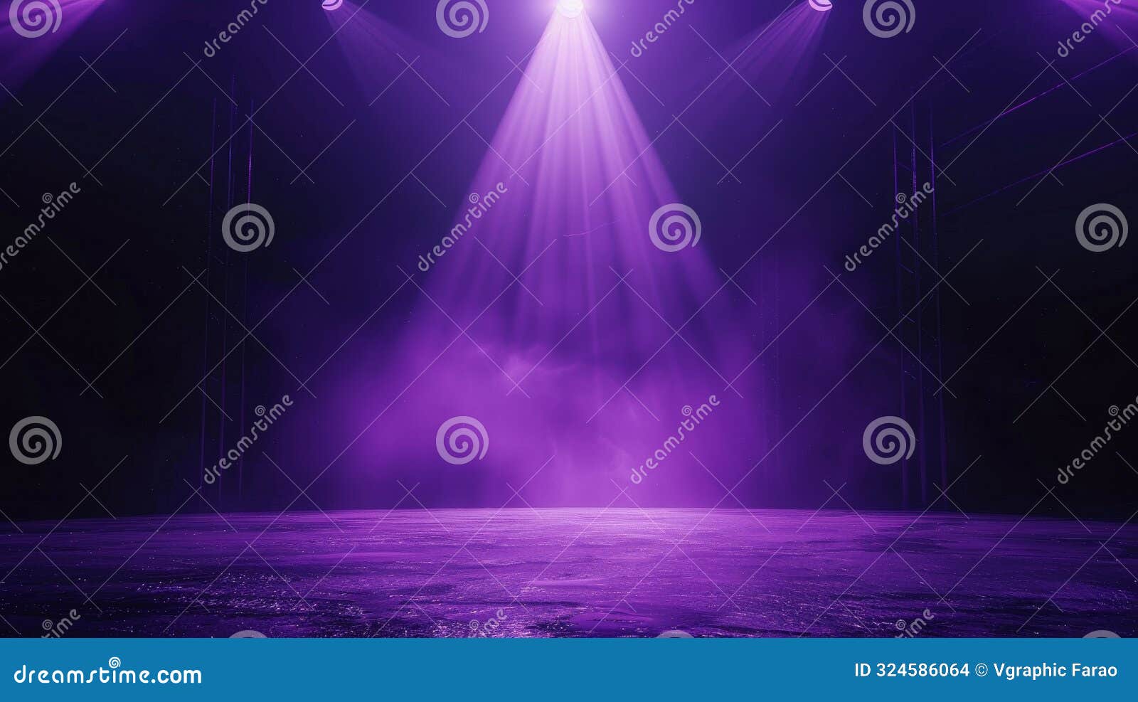 Purple Stage with Spotlights and Fog Effect Stock Photo - Image of ...