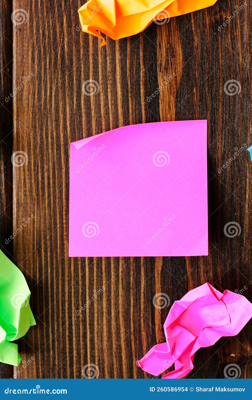 Purple Sticker on a Wooden Wall for Notes Stock Photo - Image of frame ...