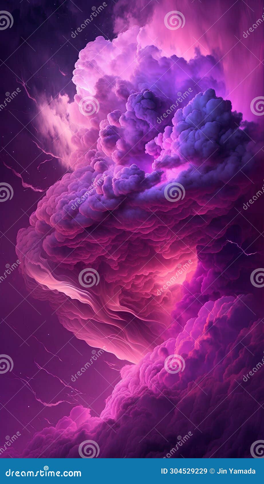 Purple Storm Clouds in the Night Sky. 3D Illustration Stock ...