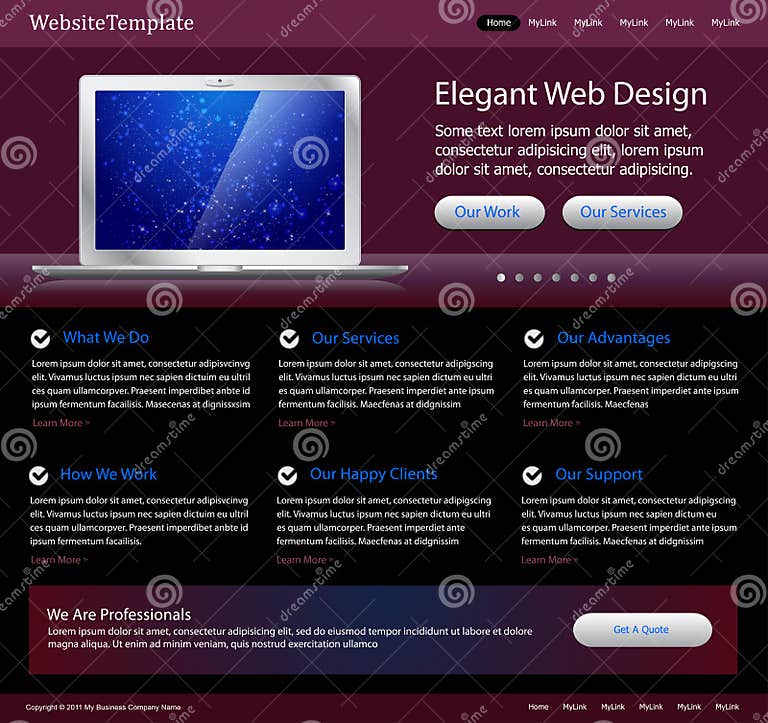 Purple Stylish Website Template Stock Vector - Illustration of home ...